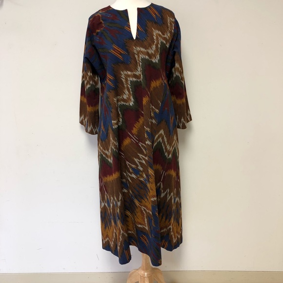 No Brand | Dresses | Custom Lagenlook Kaftan Robe Dress Aztec Print ...